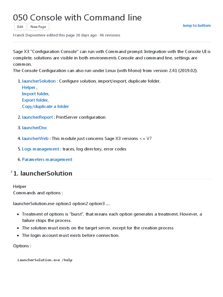 050 Console With Command Line Sage Erp X3 Configuration Console Wiki Pdf Filename