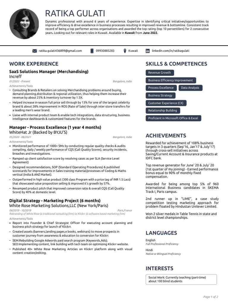 Ratika CV | PDF | Hsbc | Marketing