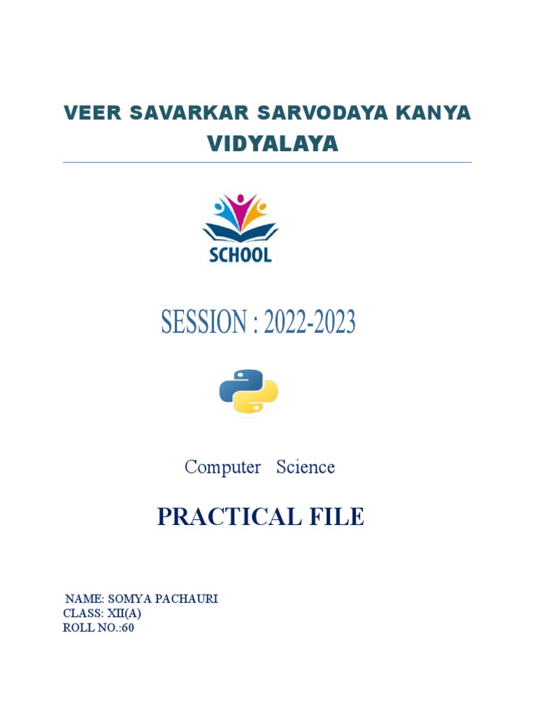 Somya - Xii (A) - 60 - CS Practicals | PDF | Databases | Computer File Somya - Xii (A) - 60 - CS Practicals | PDF | Databases | Computer File