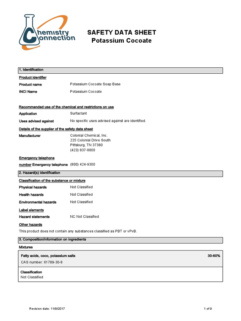 Understanding the Safety Data Sheet for Potassium Cocoate Soap Base ...