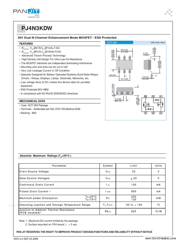 PJ4N3KDW PanJitInternational | Download Free PDF | Electrical Engineering | Electrical Components
