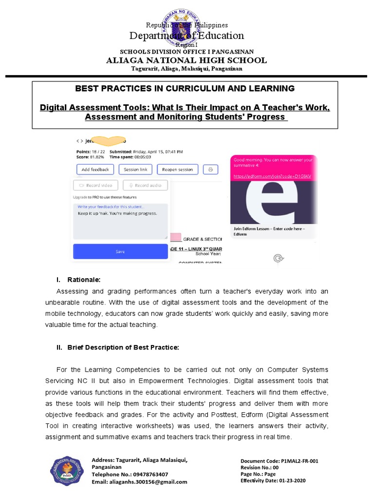 Best - Practices - Digital Assessment Tools SHS JP | PDF | Teachers ...
