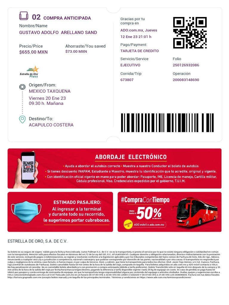 Tu Boleto ADO | Descargar gratis PDF | Hospital | Ambulancia