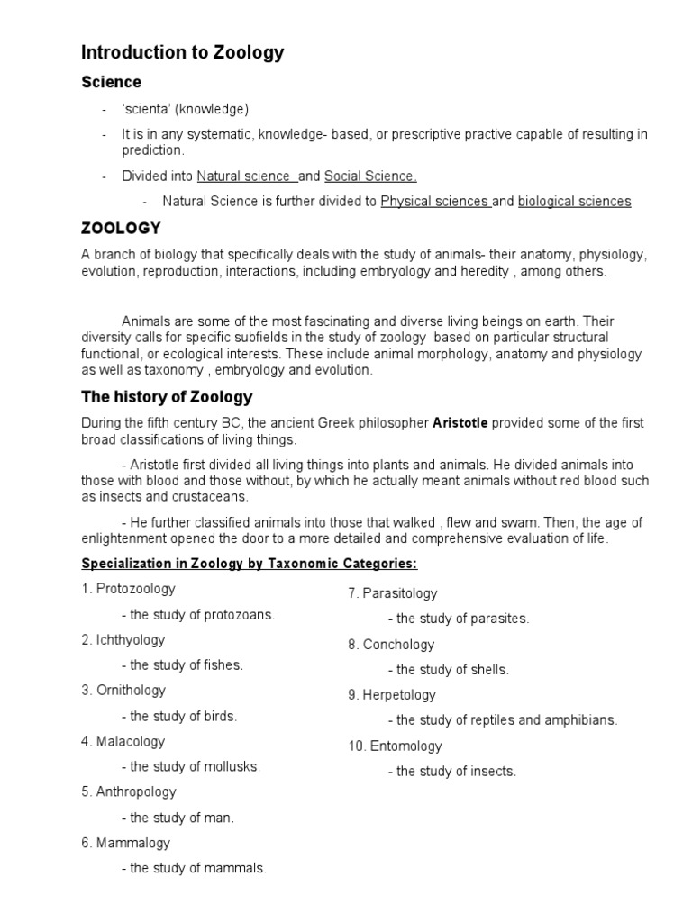 Zoology Notes 1 | PDF | Zoology | Natural Selection