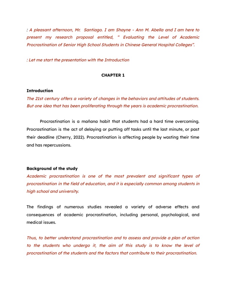 RESEARCH PRESENTATION | PDF | Professional Skills | Procrastination