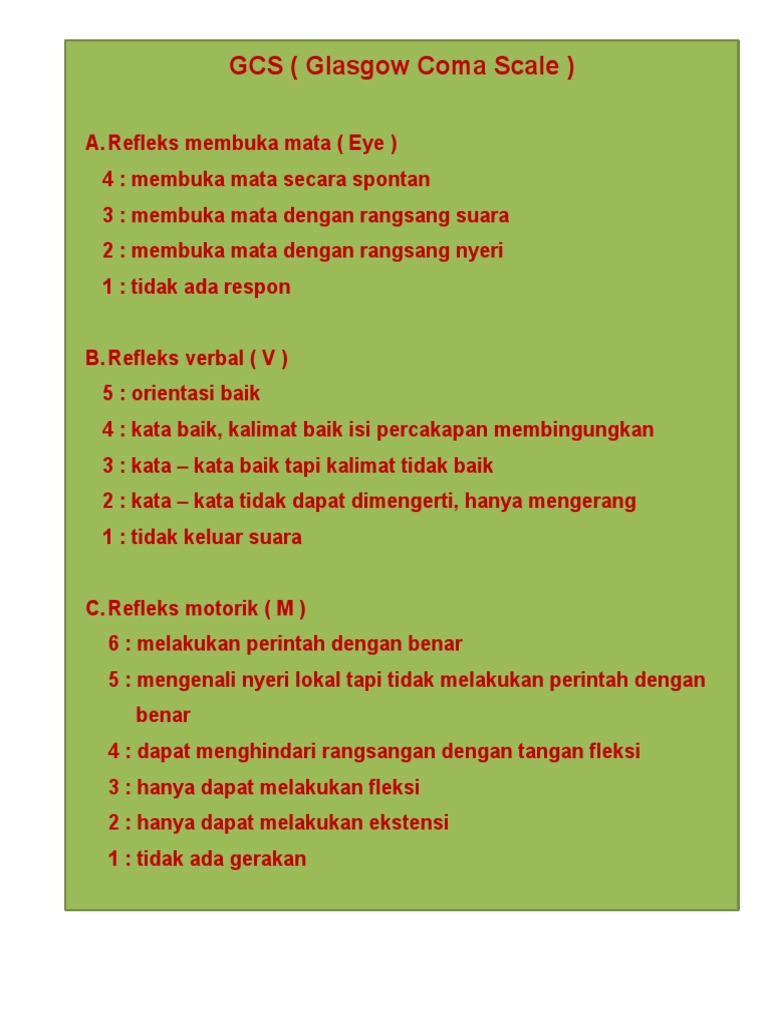 Skor GCS dan Penulisannya yang Tepat | PDF