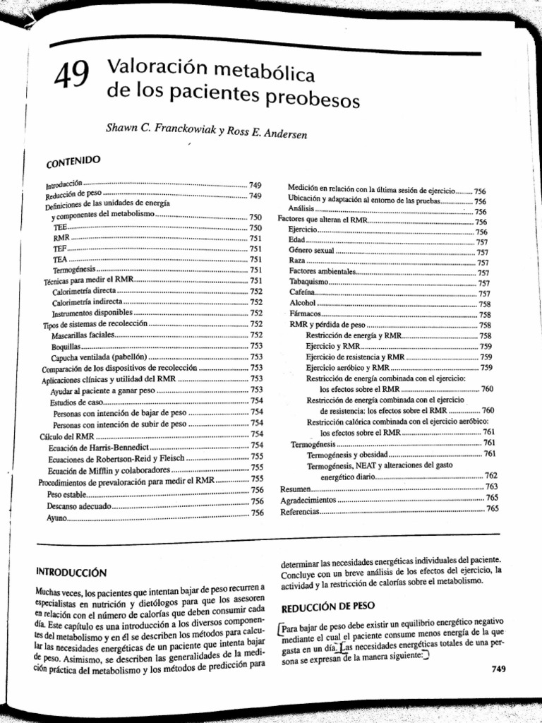 1 Valoracion Metabolica Del PX Con Obesidad (Cap) | PDF