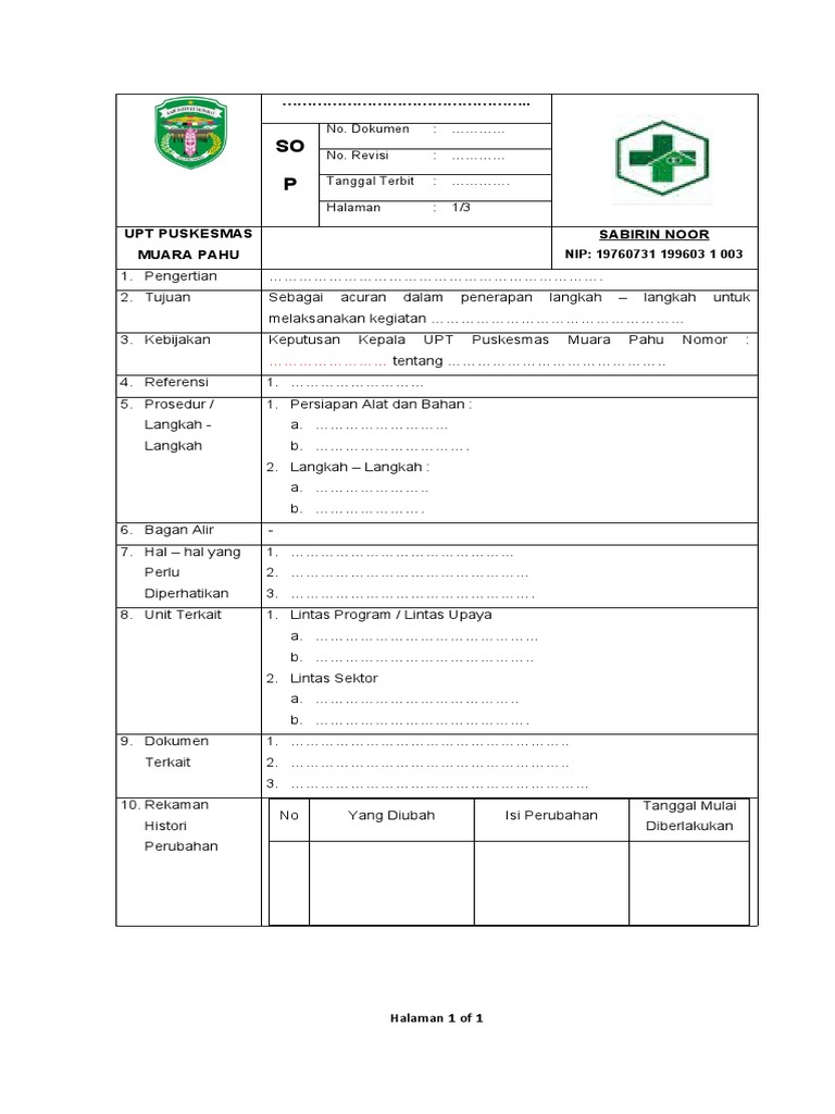 Contoh Format Sop | PDF