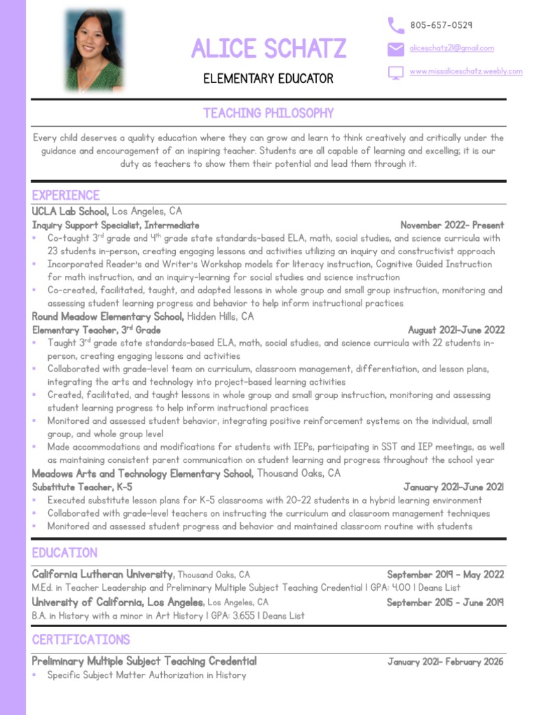2023 Resume | Download Free PDF | Teachers | Curriculum