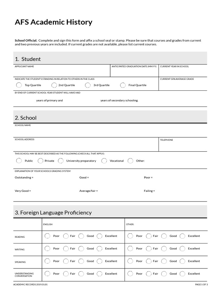 AFS Academic History 01 2018 | PDF