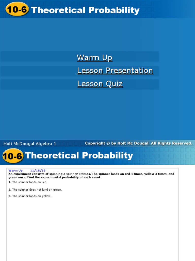 Alg1 10.6 | PDF | Probability | Odds