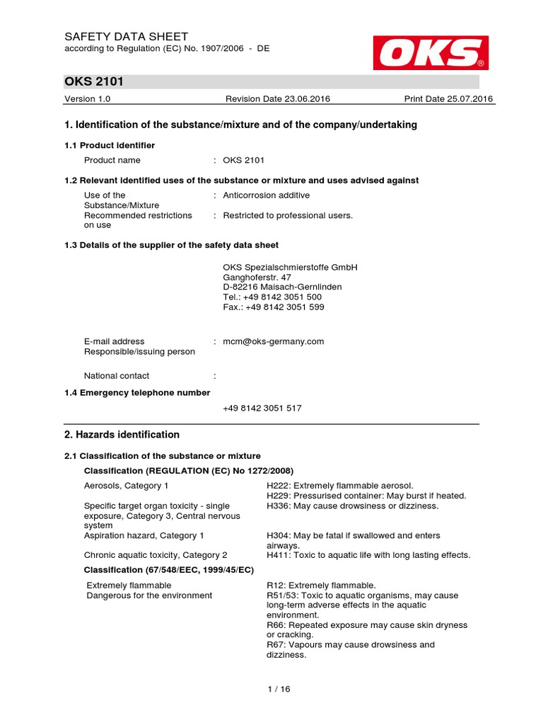 SDS - Oks 2101 - en | Download Free PDF | Toxicity | Firefighting