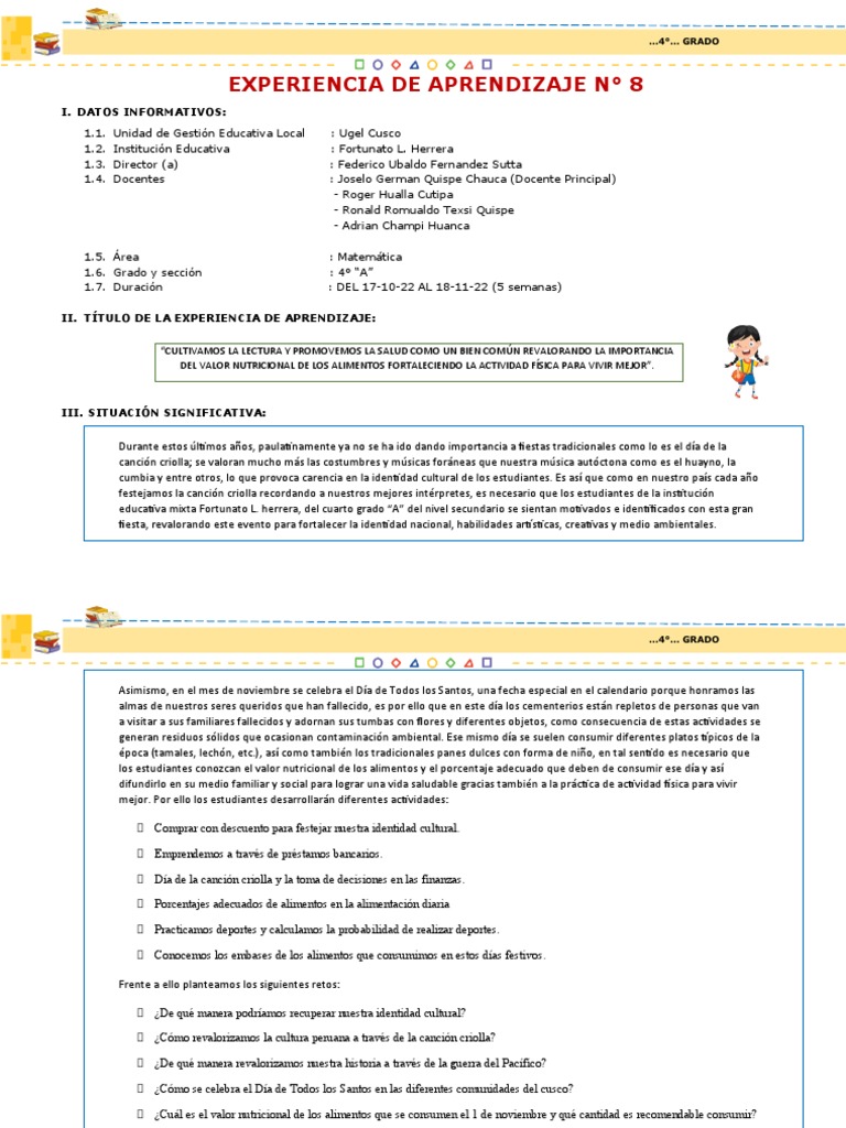 Experiencia de Aprendizaje #8 | PDF | Enseñando | Interés