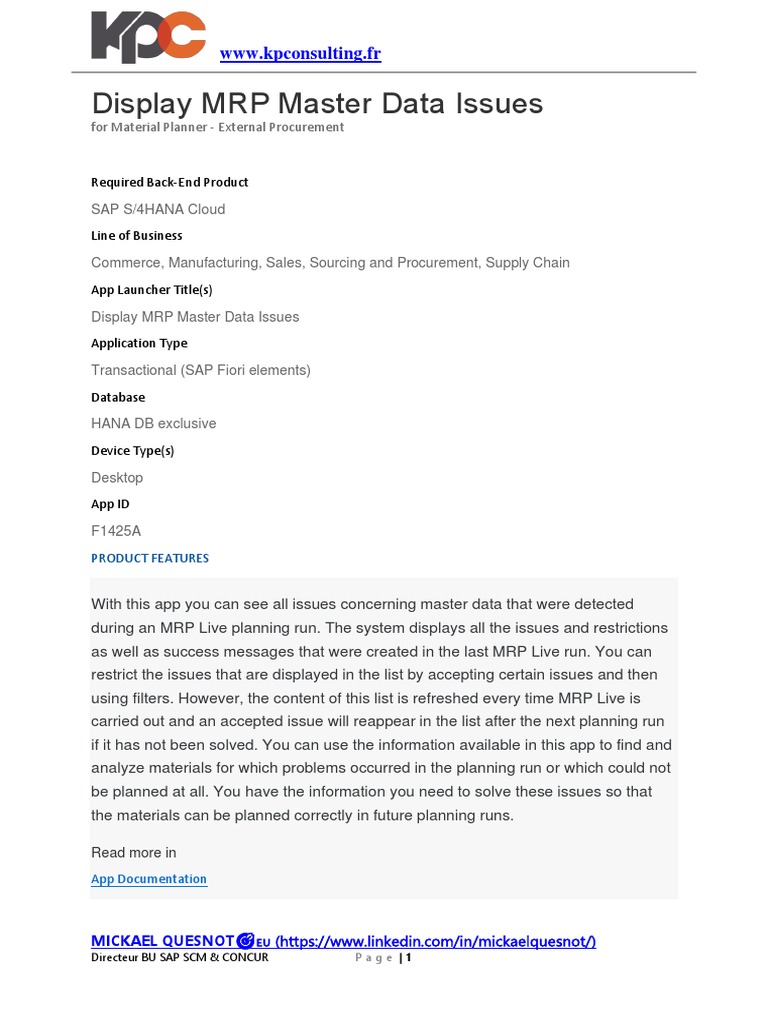 Display MRP Master Data Issues | PDF | Supply Chain Management ...