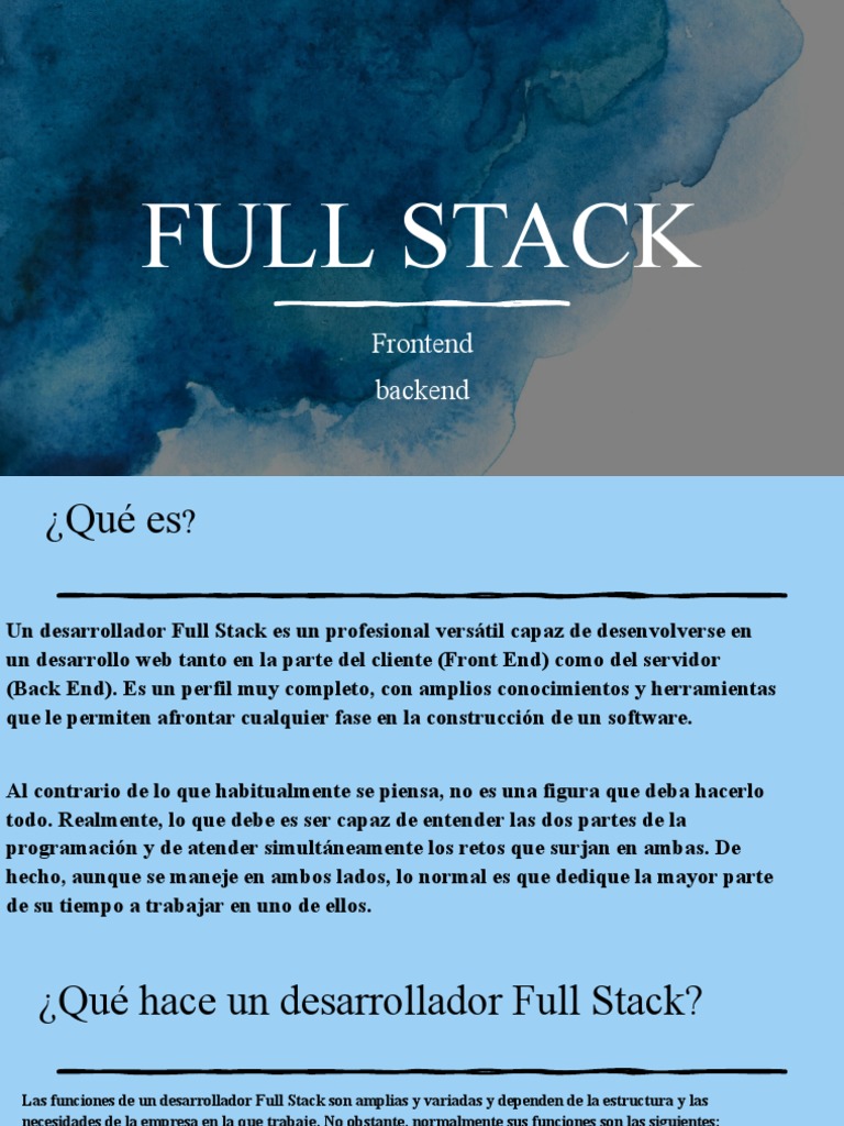 Funciones del Desarrollador Full Stack | PDF | Red mundial | Internet y web