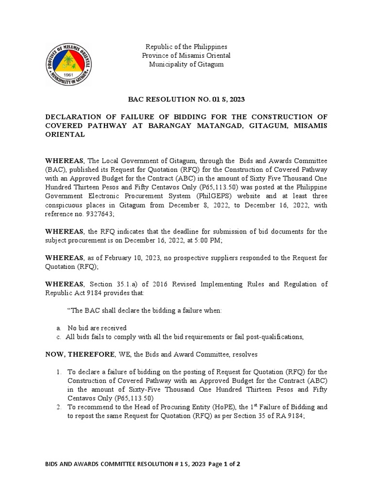 BAC Resolution 01-2023 | PDF | Government | Economies