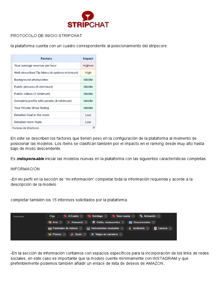 Protocolo Inicio Stripchat | PDF