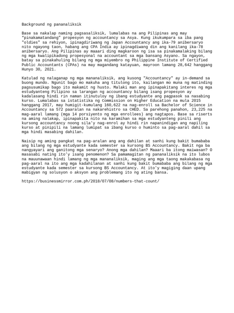 Background NG Pananaliksik | PDF