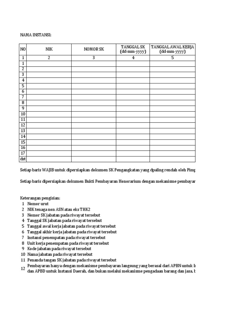6.riwayat Kontrak Kerja Tenaga Non Asn Dan Eks THK II | PDF