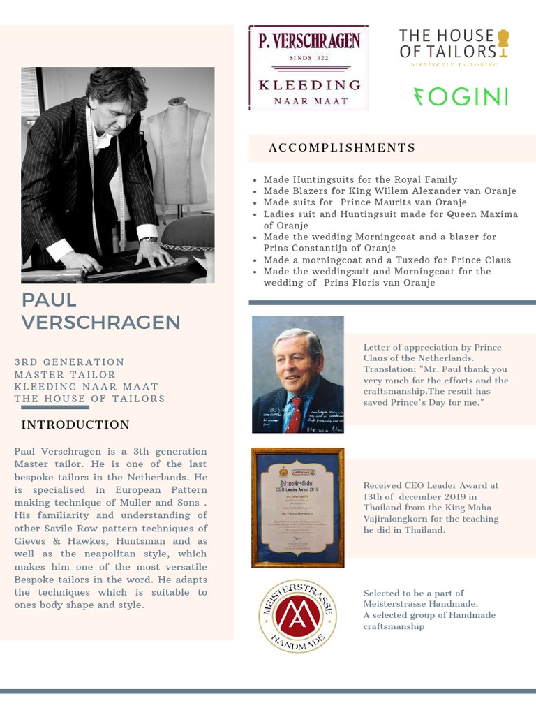 Paul Verschragen - Tailor | Download Free PDF | Softlines (Retail ...