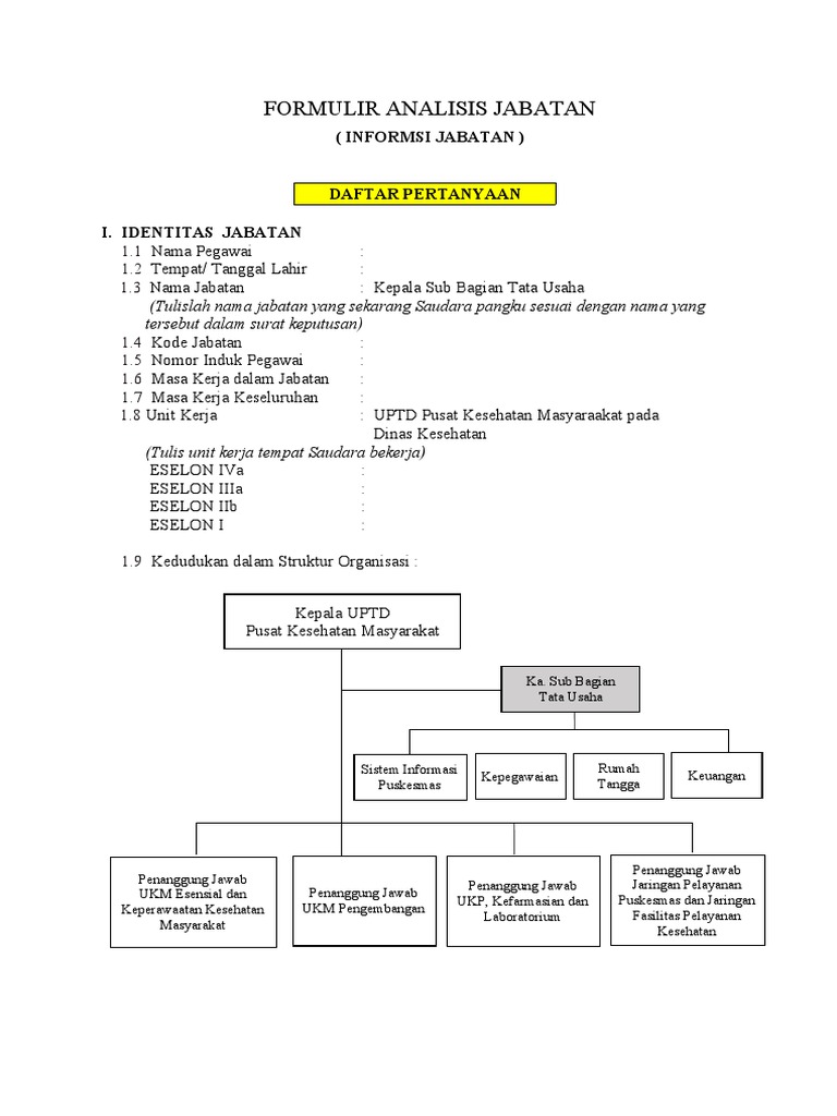08.1. UPTD Dilingk. Dinas Kesehatan (Ka. Sub Bag Tata Usaha) | PDF