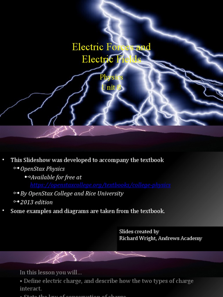Physics 08-Electric Forces and Electric Fields (2019) | PDF | Electric ...