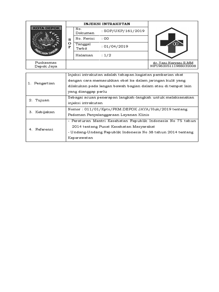 Sop Injeksi Intrakutan | PDF