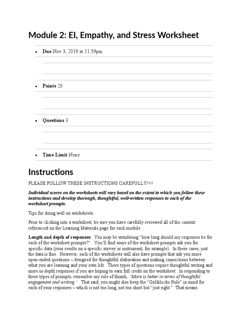 Ogl 220 - Module 2 - Empathy Worksheet | PDF | Emotional Intelligence ...