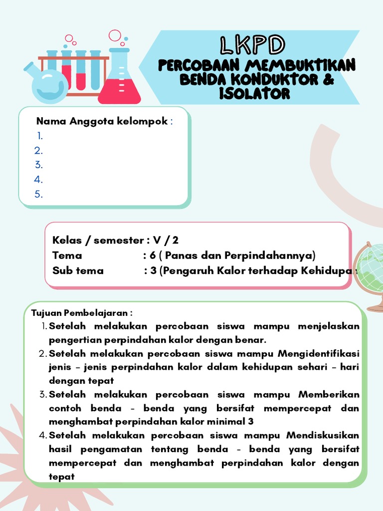 LKPD Percobaan Membuktikan Benda Konduktor & Isolator | PDF | Sains ...