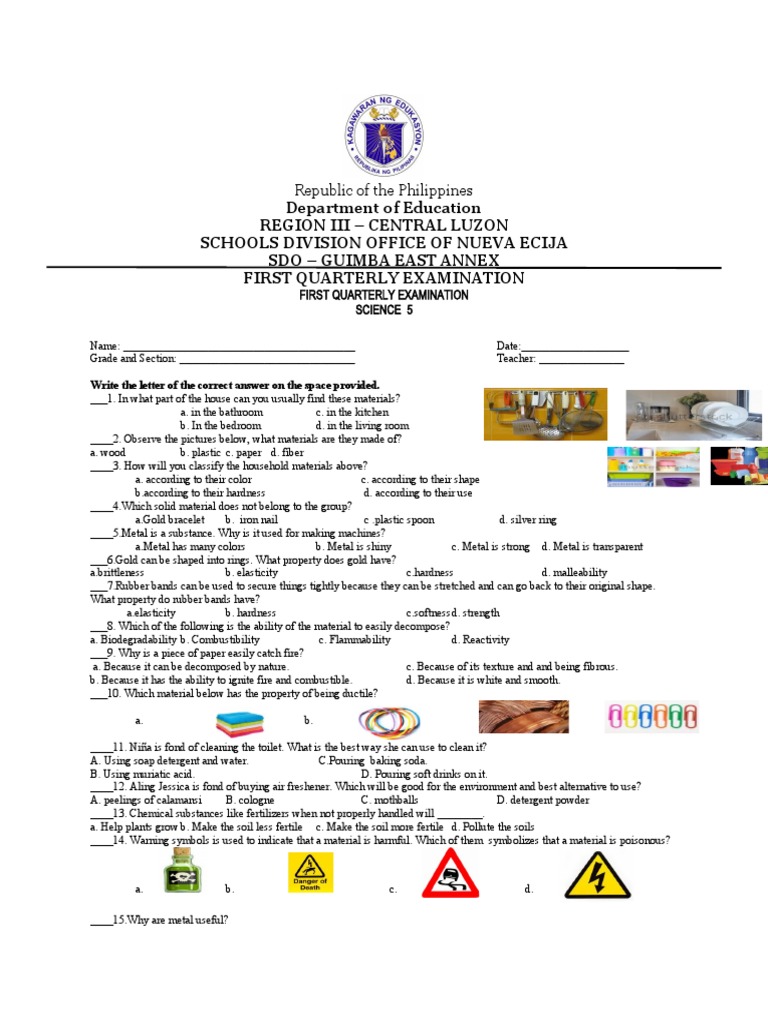 Science 5 Exam | PDF | Recycling | Waste