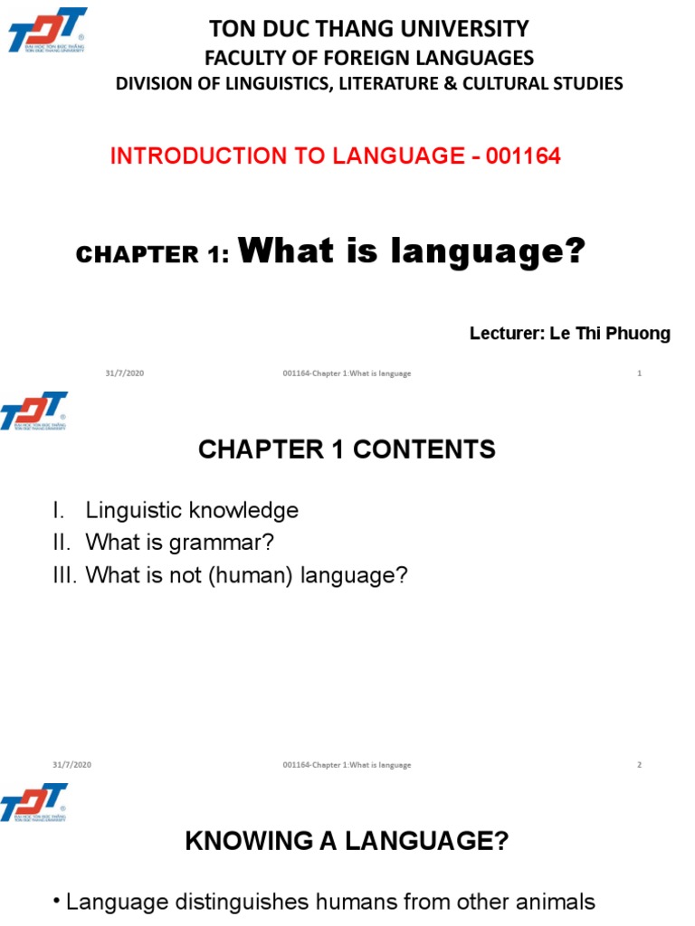 Chapter 1 What Is Language | PDF | Grammar | Linguistics