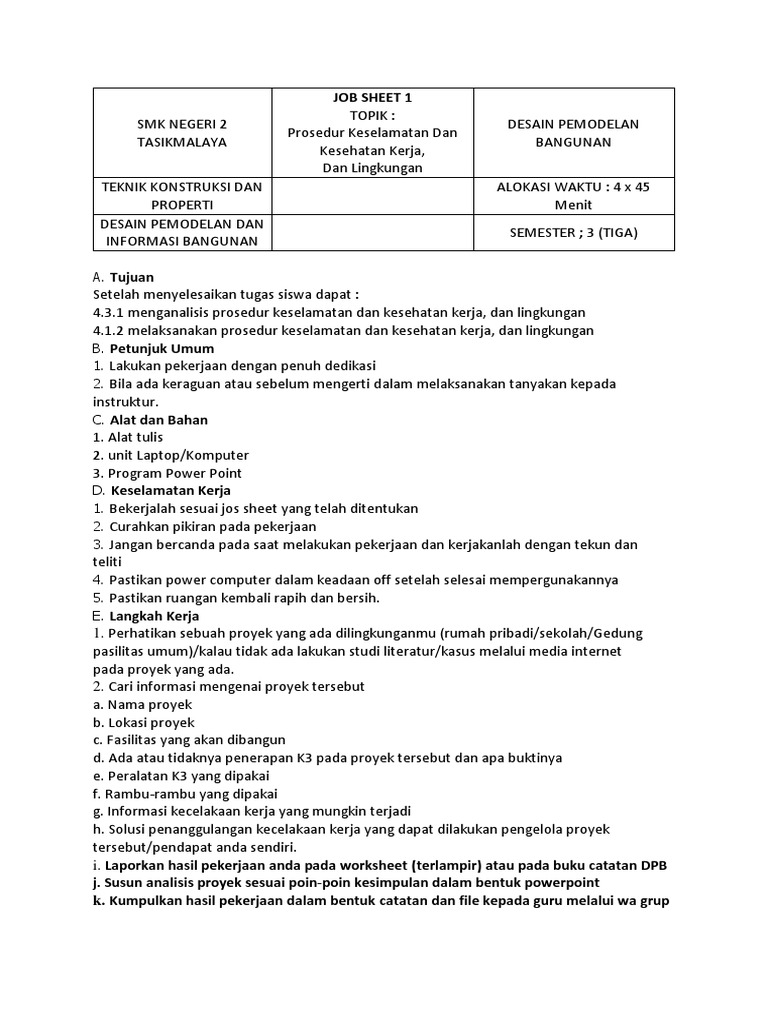 Tugas Worksheet k3 | PDF