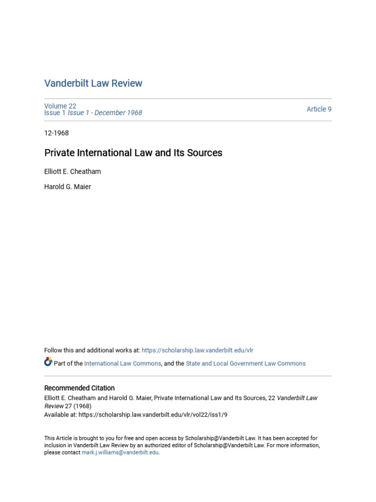 Private International Law and Its Sources | PDF | International Law ...