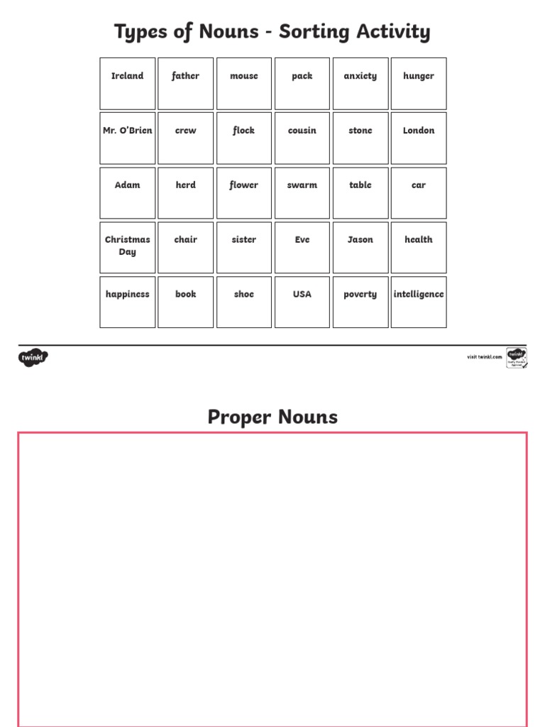 Nouns Sorting Activity Guide | PDF