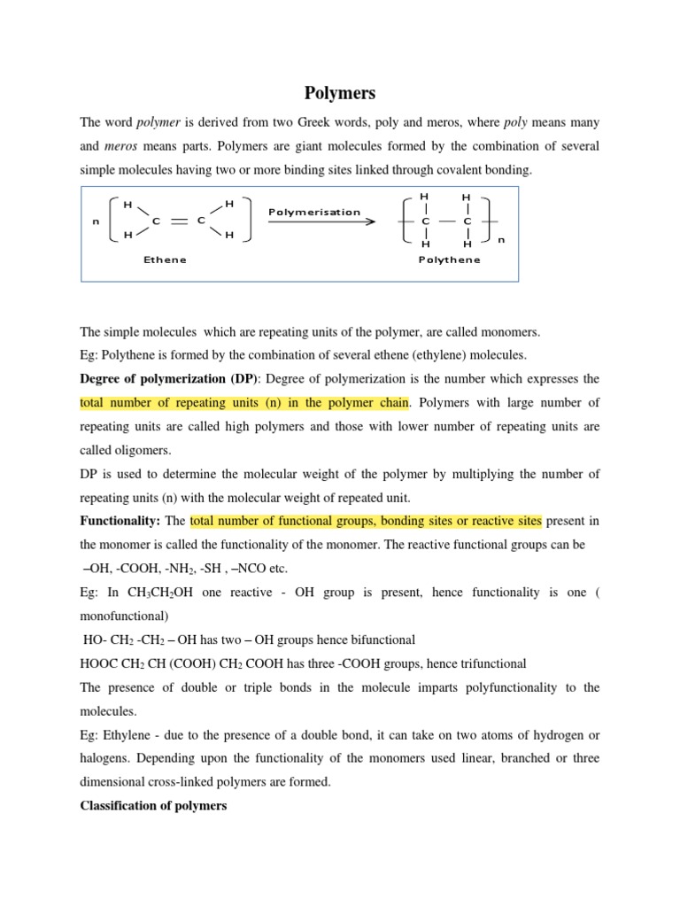 Unit 5.2. POLYMER | Download Free PDF | Polymers | Polymerization