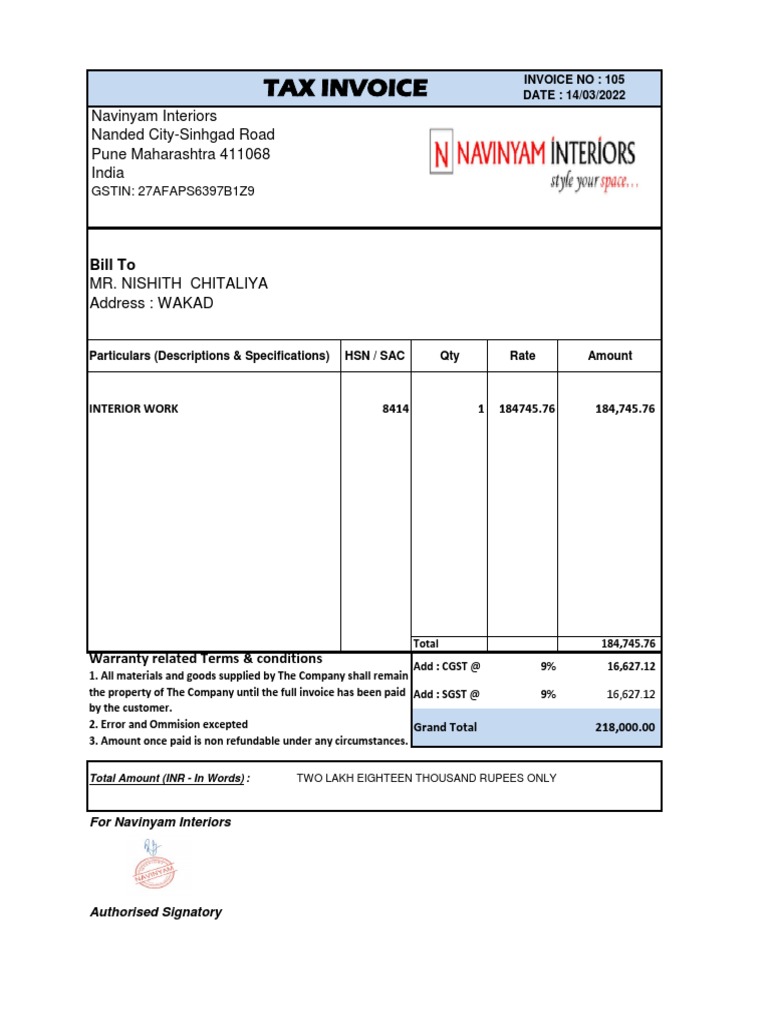 GST-Invoice-Mr. Nishith | PDF | Finance & Money Management