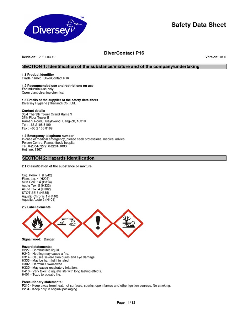 Diver Contact P16 MS4800367 Eng | PDF | Toxicity | Personal Protective Equipment