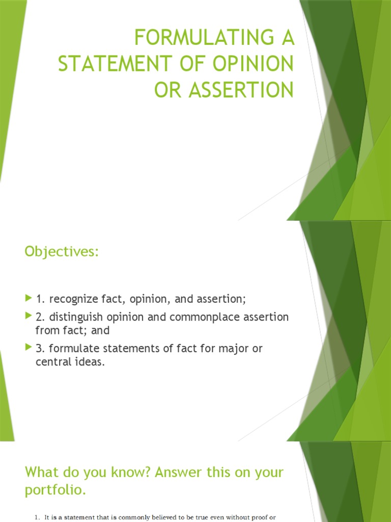 Formulating A Statement of Opinion or Assertion | PDF