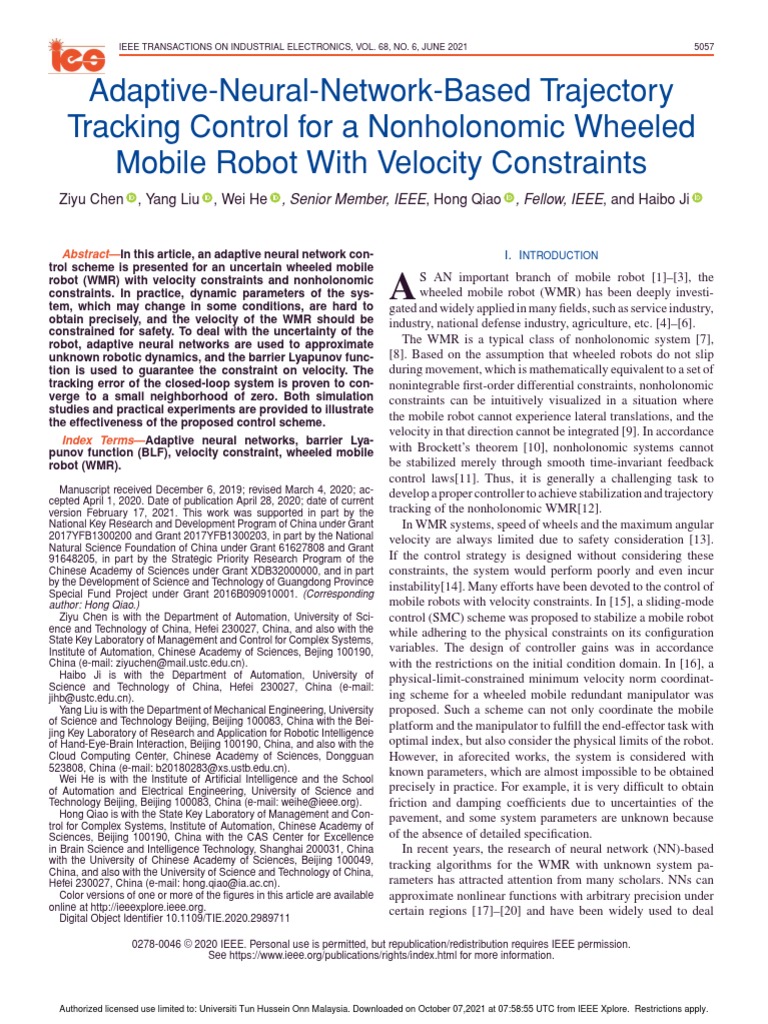 Adaptive-Neural-Network-Based Trajectory Tracking Control For A Nonholonomic Wheeled Mobile ...