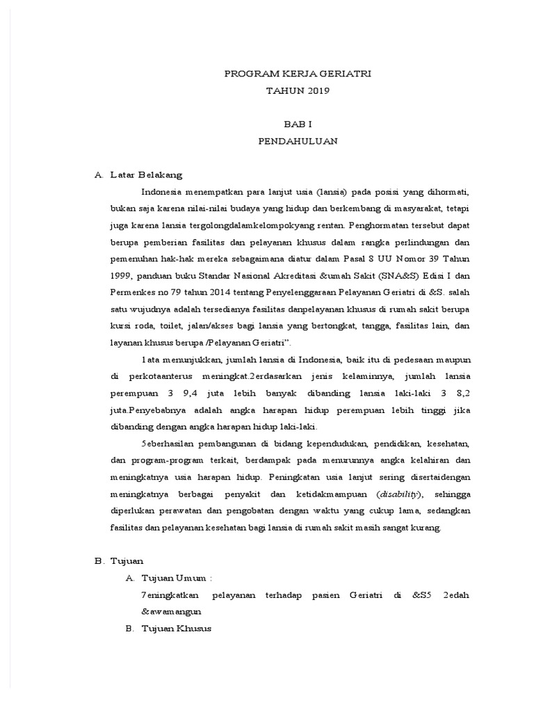 Program Kerja Tim Geriatri 2019 | PDF