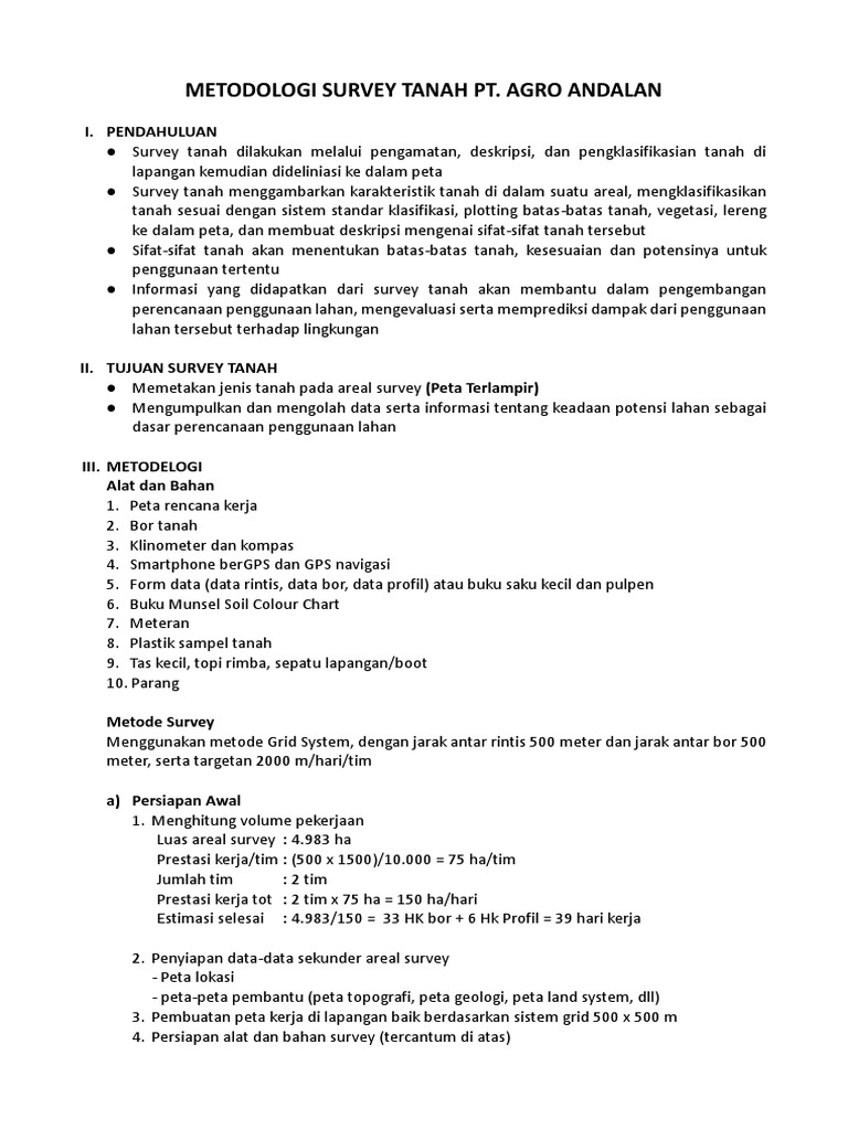 Metodologi Survey Tanah HGU | PDF