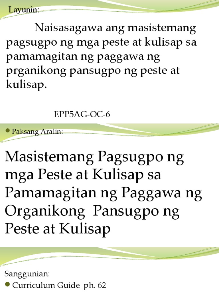 Organikong Pagsugpo NG Peste at Kulisap | PDF