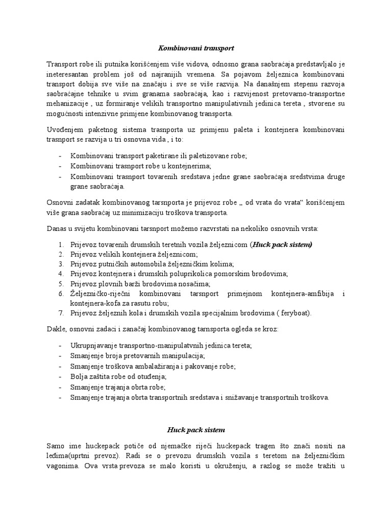 Kombinovani Transport, Hucke Pack Sistem RTM III7 | PDF