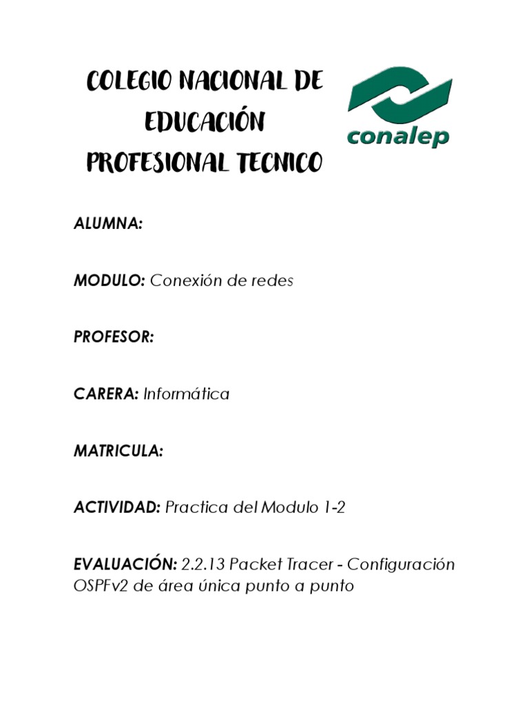 2213 Packet Tracer Configuración Ospfv2 De Área Única Punto A Punto Descargar Gratis Pdf 