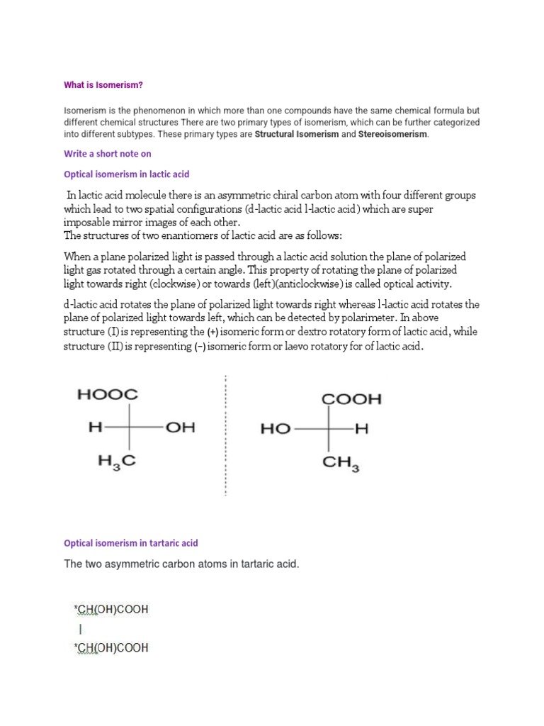 An In-Depth Examination of Optical Isomerism in Lactic Acid and ...