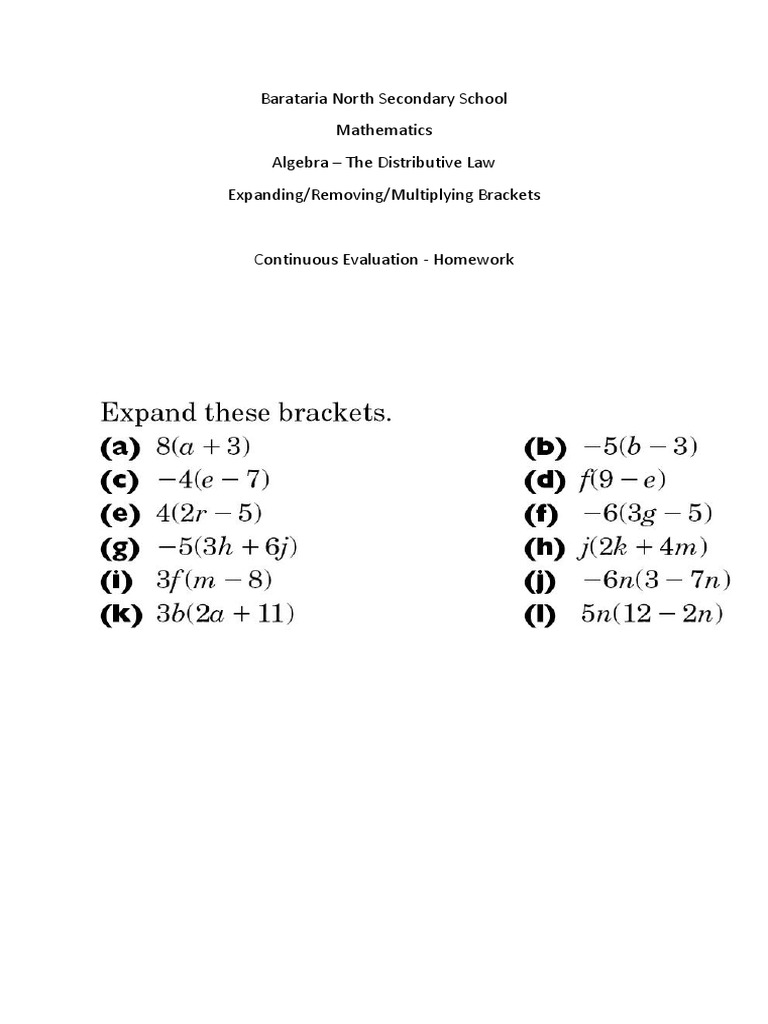 Algebra: Distributive Law Explained | PDF