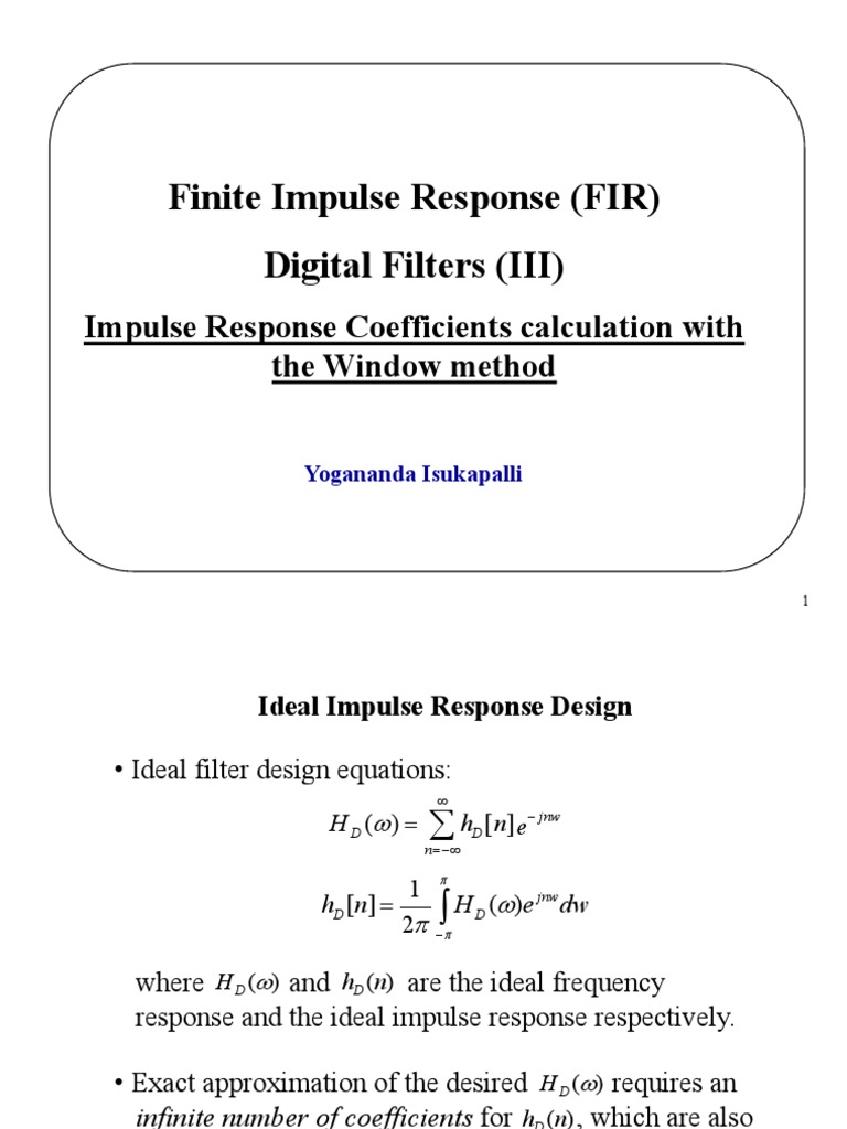 Finite Impulse Response (FIR) Digital Filters | PDF | Low Pass Filter | Bandwidth (Signal ...