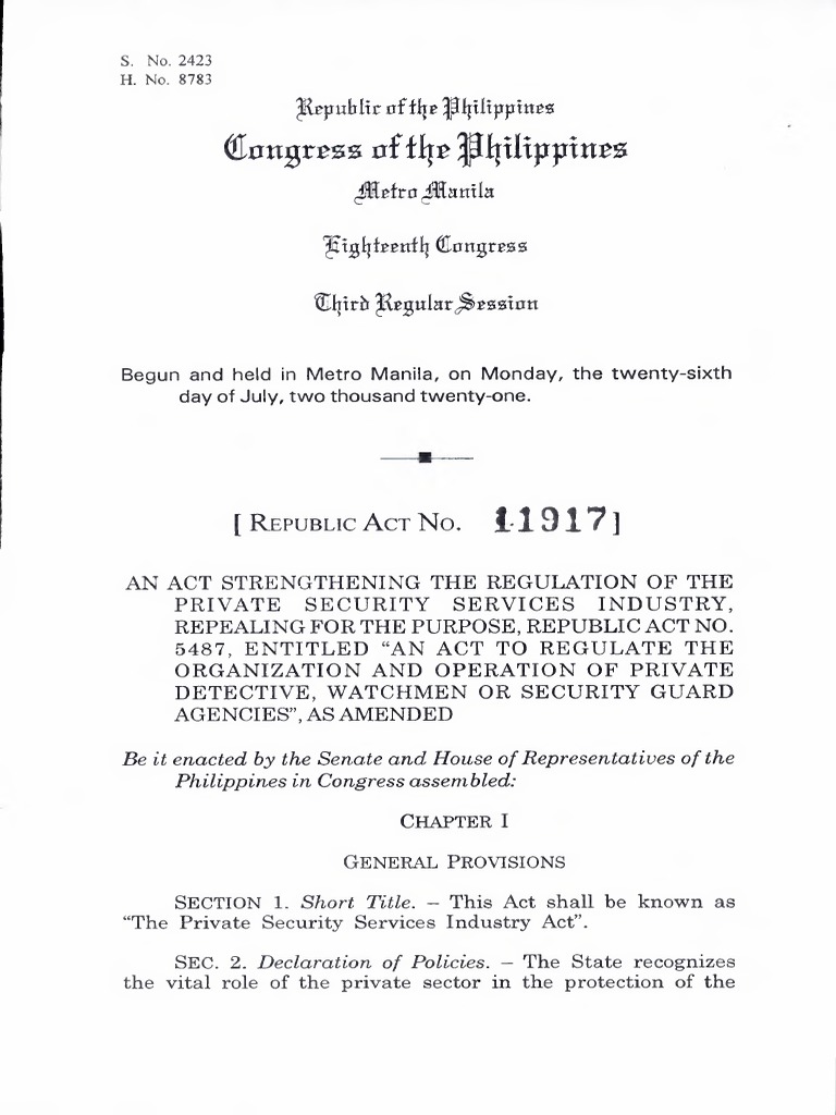 Ra 11917 | Download Free PDF | Security Guard | Fine (Penalty)