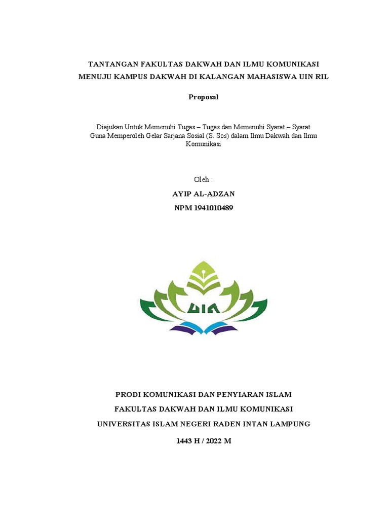 Proposal Tantangan Fakultas Dakwah Dan Ilmu Komunikasi Menuju Kampus ...
