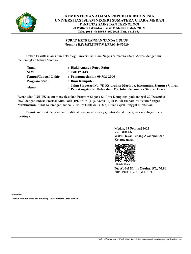 09 Surat Keterangan Tanda Lulus | PDF